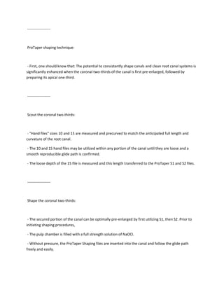 How to use pro taper endodontic files | DOCX