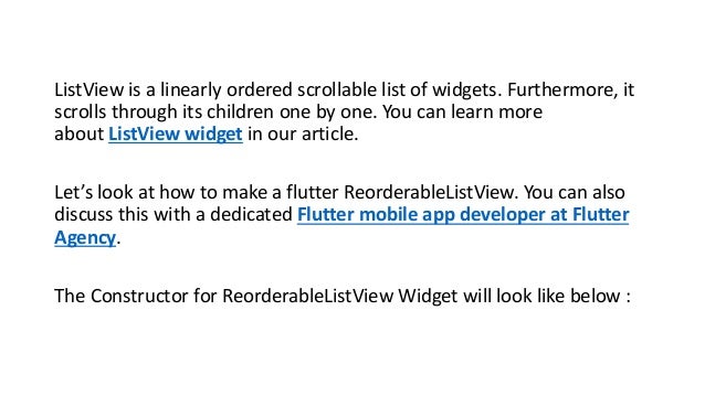 How To Use Reorderablelistview Widget In Flutter App Developmentpptx