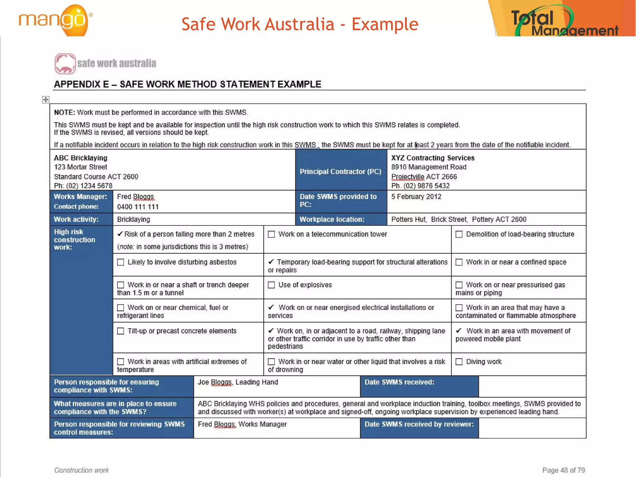 How to use safe work method statements webinar | PDF