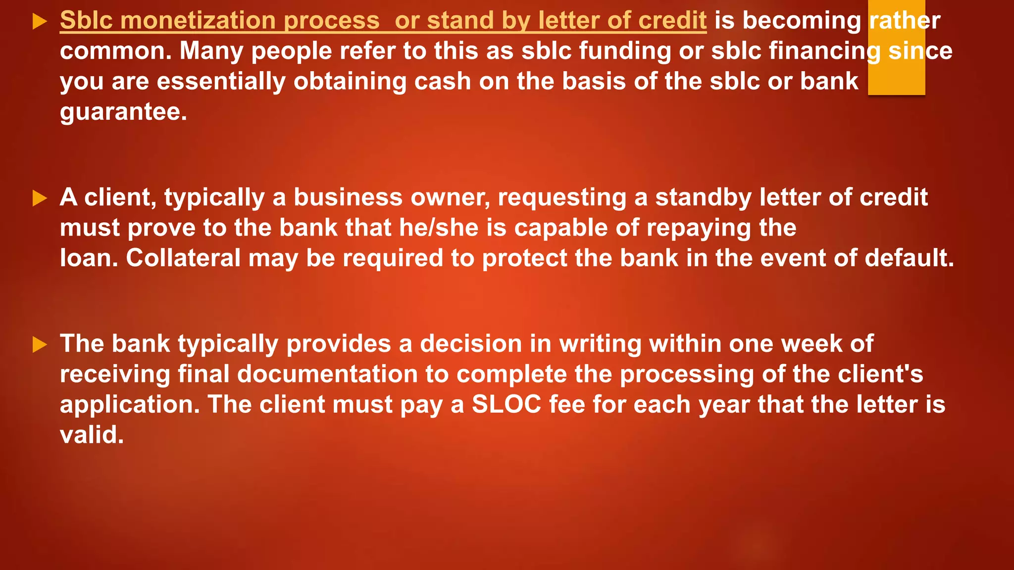 How To Use Sblc Monetization Process Pptx Business Banking And Finance Business