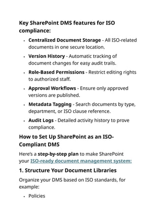 How to Use SharePoint as an ISO-Compliant Document Management System | DOCX