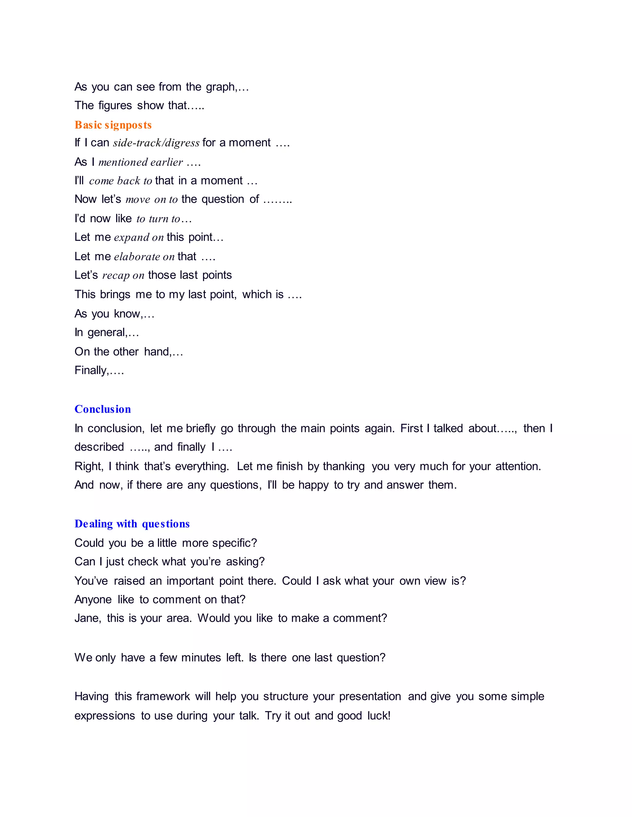 How to use signpost language in presentation | DOCX