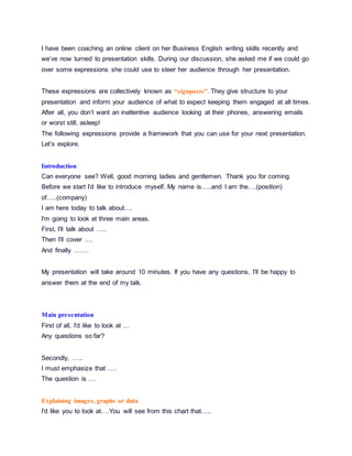 How to use signpost language in presentation | DOCX