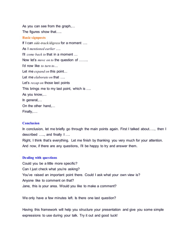 How to use signpost language in presentation | DOCX