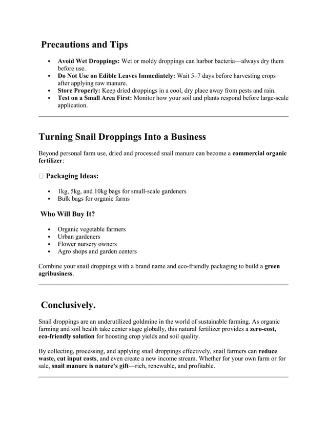 HOW TO USE SNAIL DROPPINGS AS ORGANIC FERTILIZER..docx