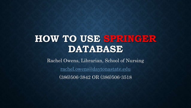 How to Use Springer Database | PPT