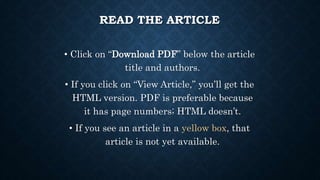 How to Use Springer Database | PPT