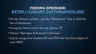 How to Use Springer Database | PPT