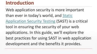 How to Use Static Application Security Testing for Web Applications.pptx