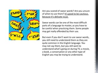 DO YOU KNOW HOW TO USE SWEAR WORDS IN ENGLISH? | PPT