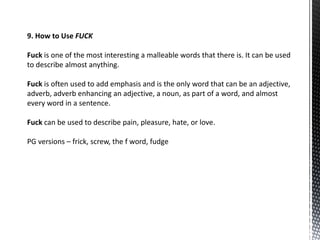 DO YOU KNOW HOW TO USE SWEAR WORDS IN ENGLISH? | PPT