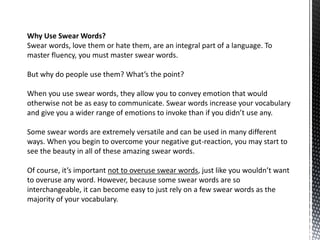 DO YOU KNOW HOW TO USE SWEAR WORDS IN ENGLISH? | PPT