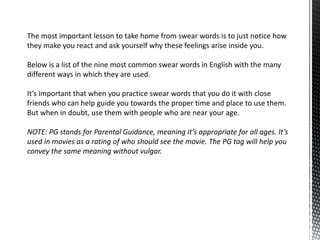 DO YOU KNOW HOW TO USE SWEAR WORDS IN ENGLISH? | PPT