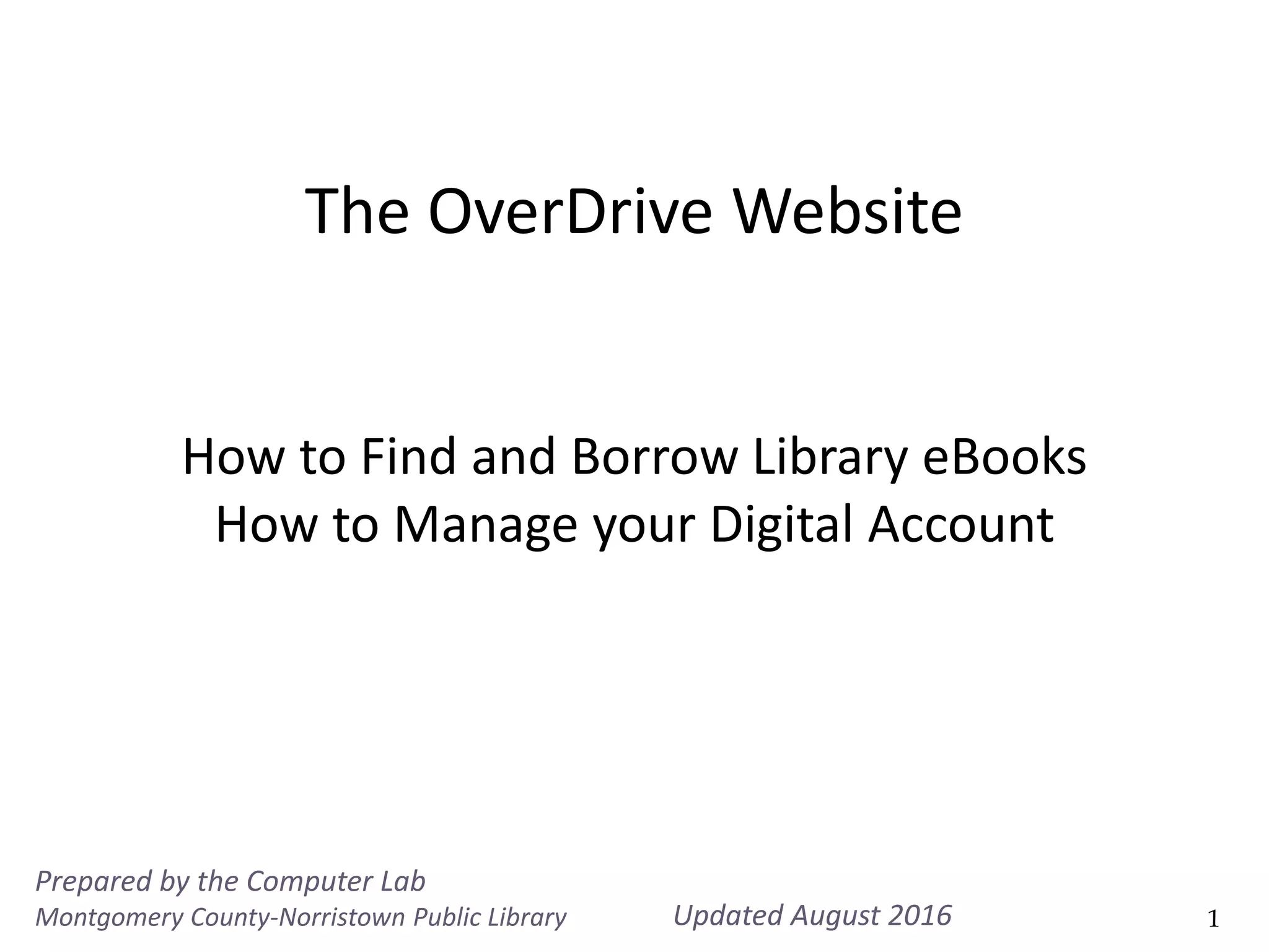 How to use the Overdrive Website (TEST UPLOAD) | PPT