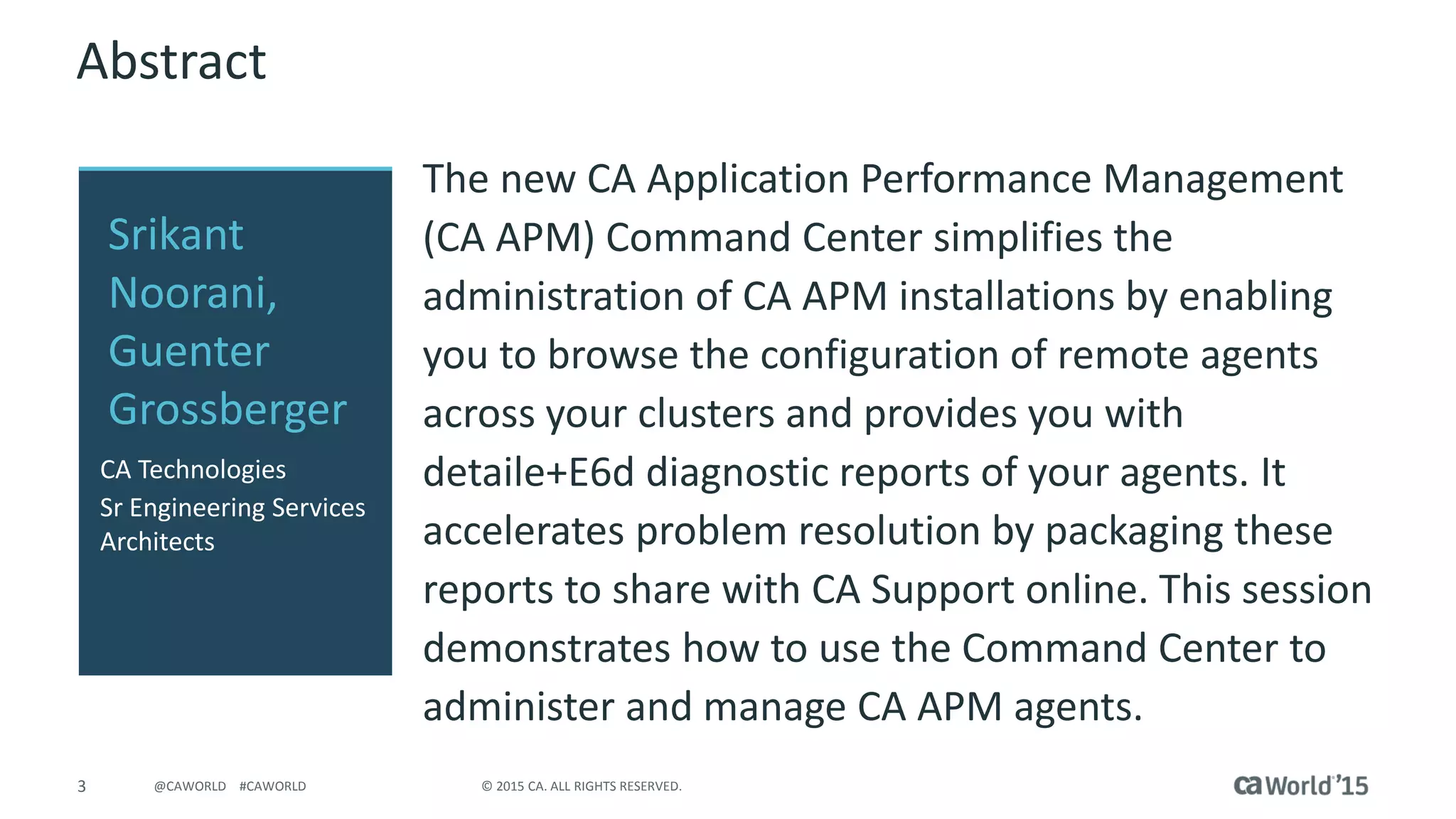 How to Use the CA Application Performance Management Command Center for ...