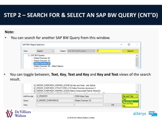 How to use the Alteryx Connector for SAP - SAP BW Query Tool | PDF