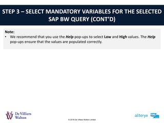 How to use the Alteryx Connector for SAP - SAP BW Query Tool | PDF