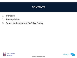 How to use the Alteryx Connector for SAP - SAP BW Query Tool | PDF