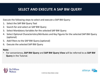 How to use the Alteryx Connector for SAP - SAP BW Query Tool | PDF