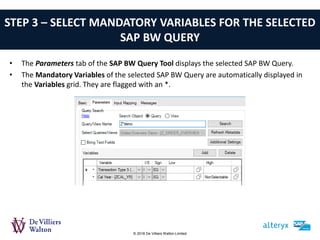 How to use the Alteryx Connector for SAP - SAP BW Query Tool | PPT