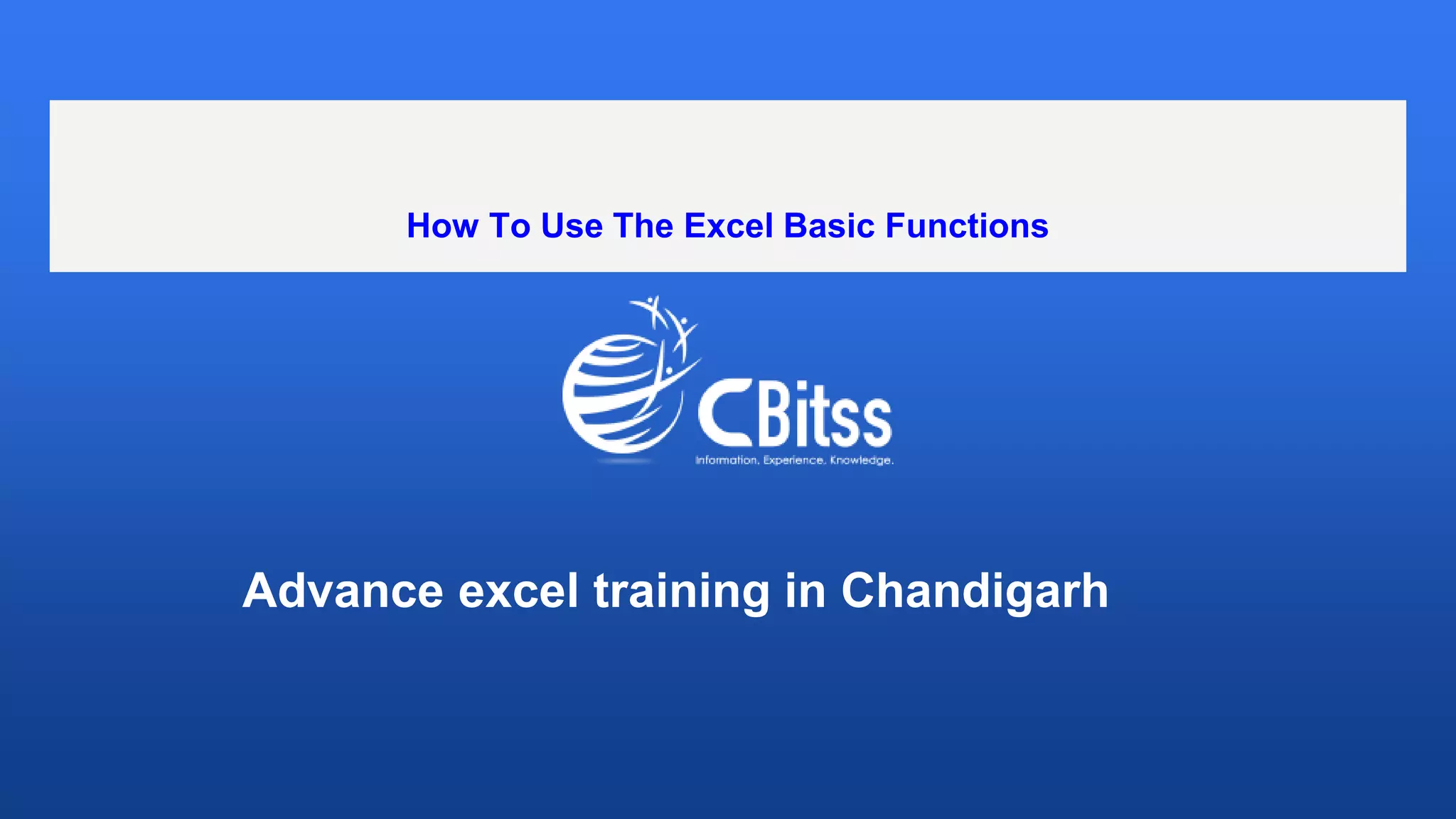 How to use the excel basic functions | PPT