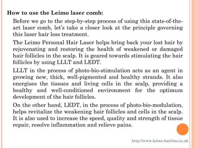 How to use the leimo personal hair laser | PPT