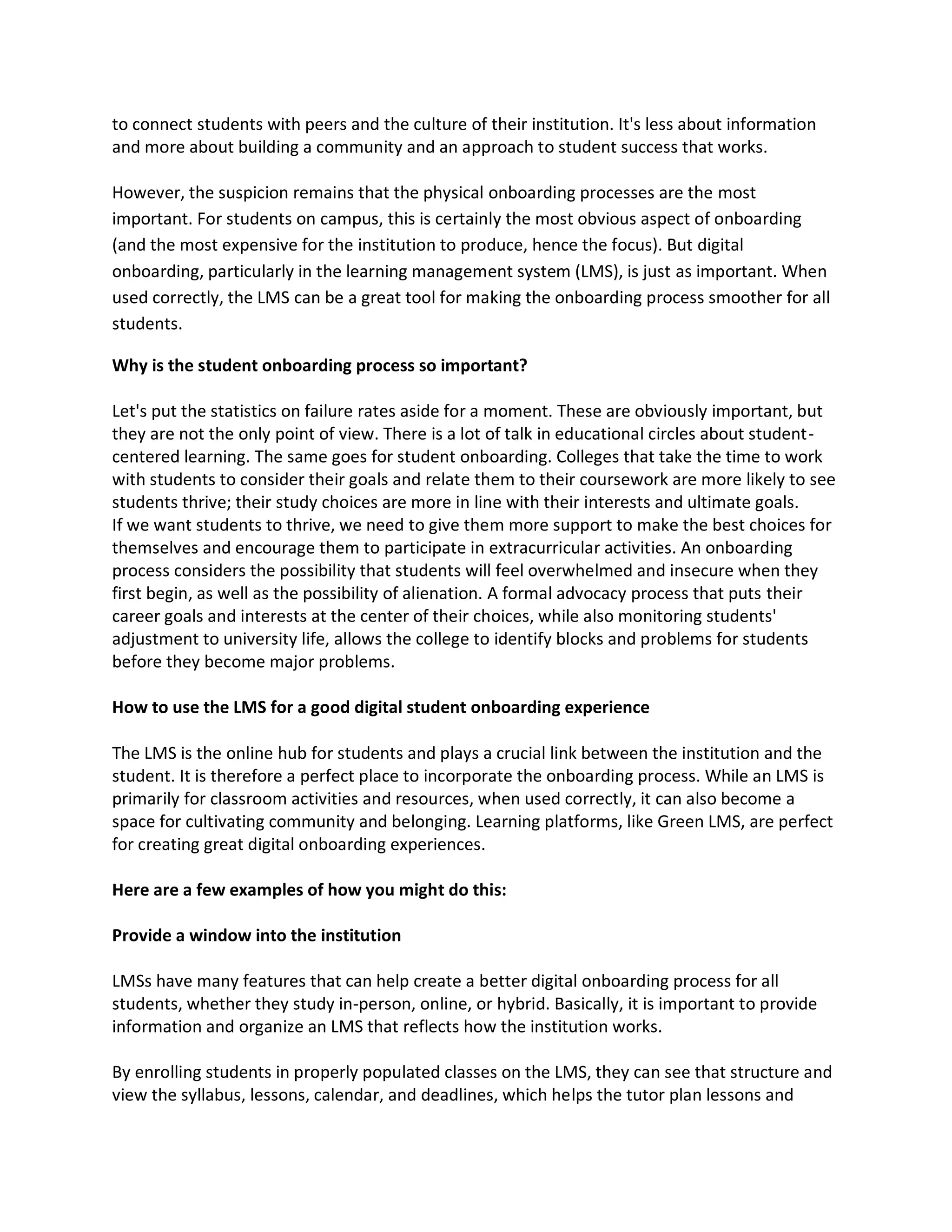 HOW TO USE THE LMS FOR A SMOOTH STUDENT ONBOARDING PROCESS | PDF