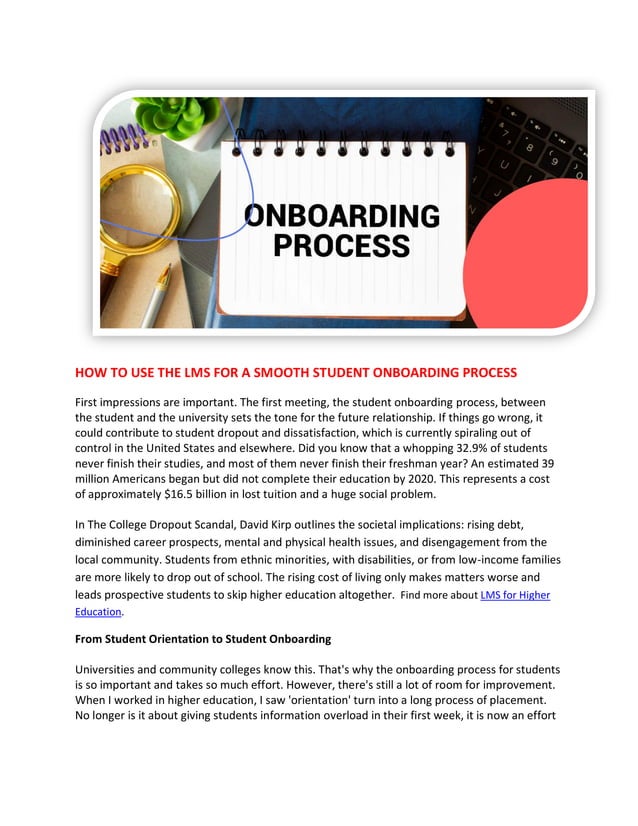 HOW TO USE THE LMS FOR A SMOOTH STUDENT ONBOARDING PROCESS | PDF ...