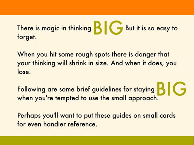 How To Use The Magic Of Thinking Big | PDF