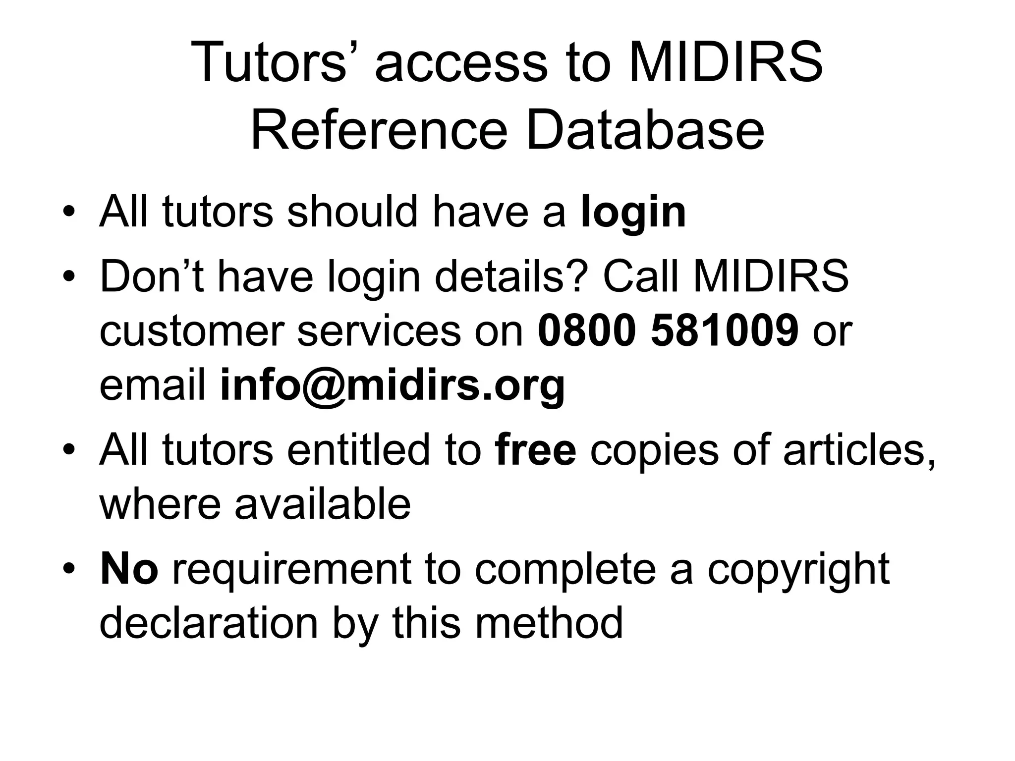 How to use the midirs reference database | PPTX