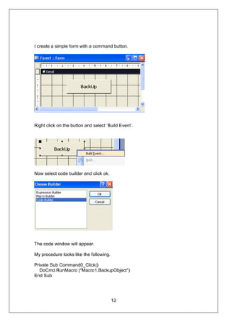 MS Access Macros | PDF