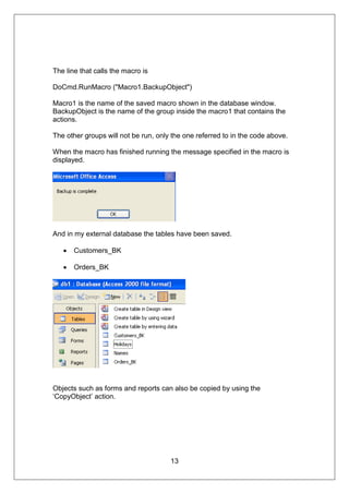 MS Access Macros | PDF | Databases | Computer Software and Applications
