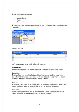 MS Access Macros | PDF