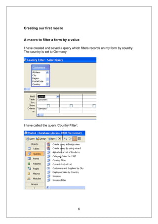 MS Access Macros | PDF