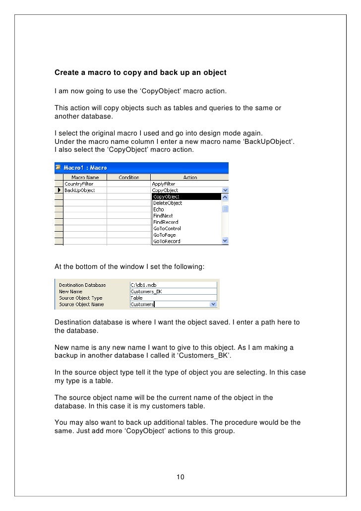 Ms Access Macros 