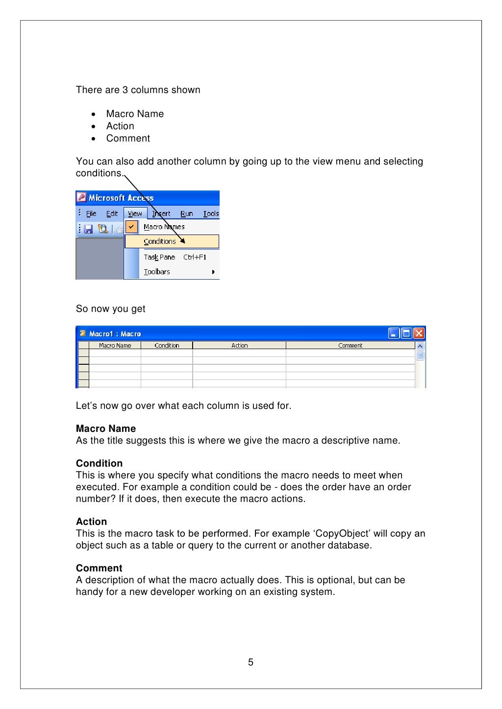 Ms Access Macros 