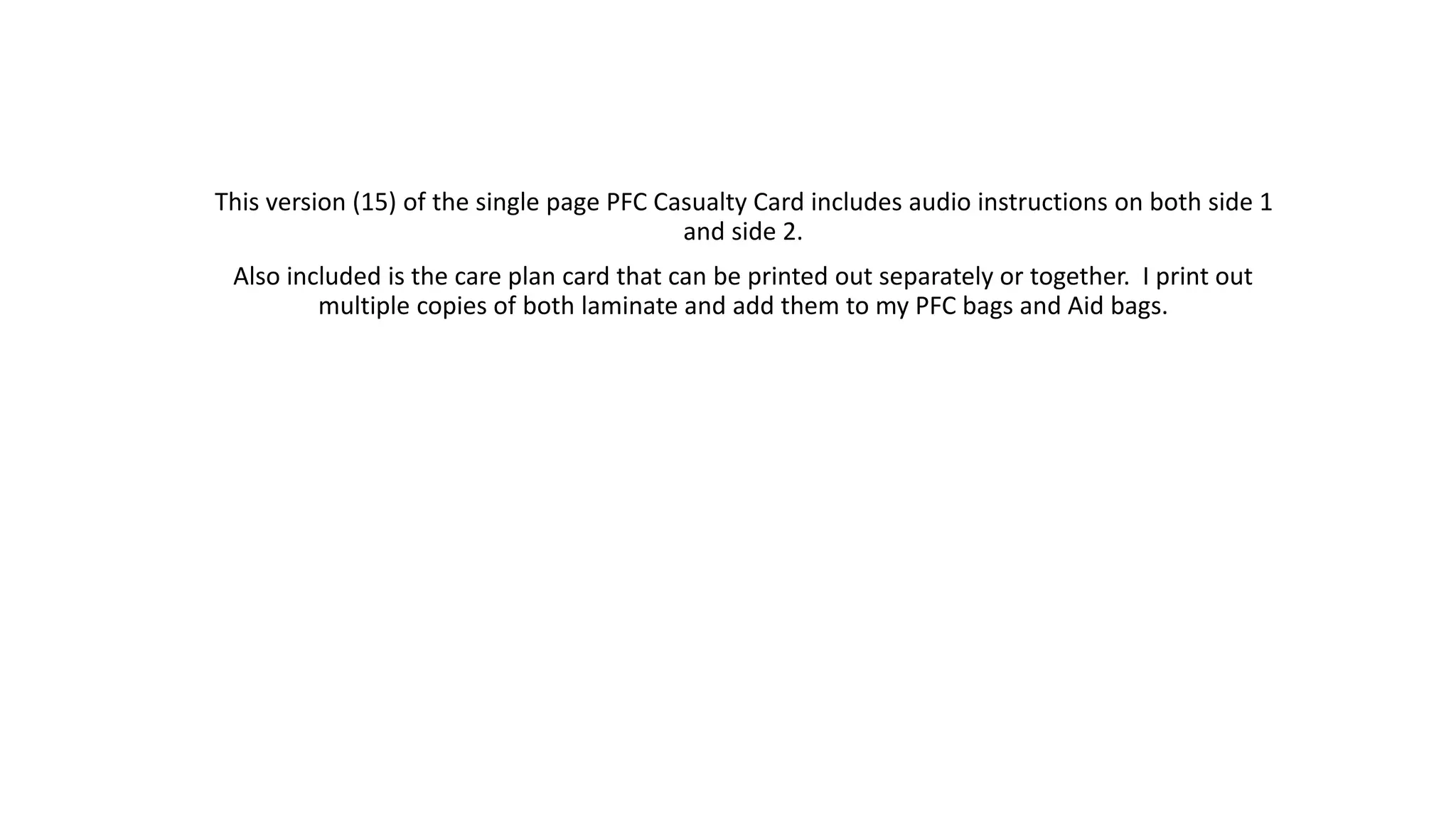 Prolonged Field Care Casualty Card v15 | PPTX