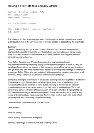 Issuing a File Note to a Security Officer | PDF
