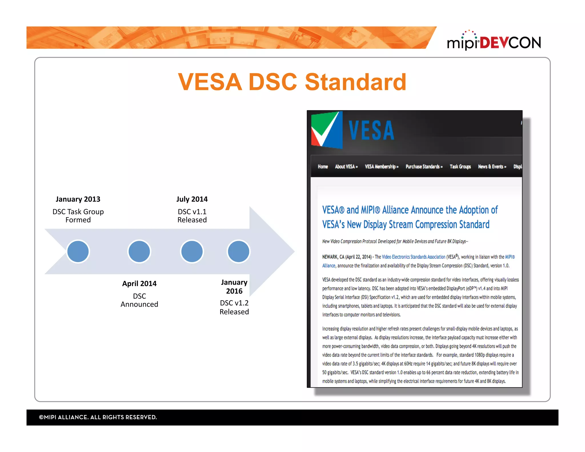 MIPI DevCon 2016: How to Use the VESA Display Stream Compression (DSC) Standard to Create Higher ...