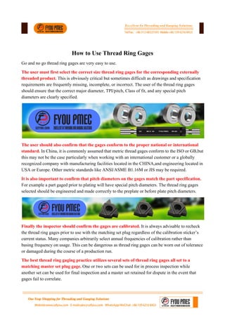 How to use thread ring gages | PDF