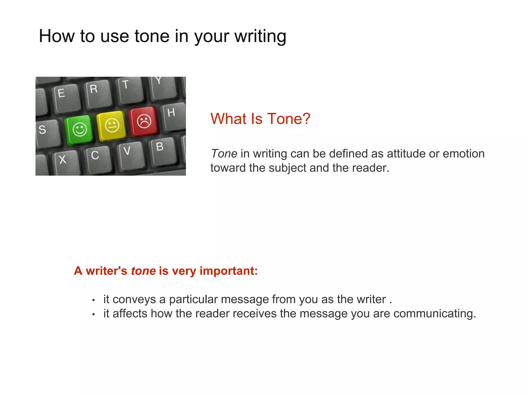 How to use tone in writing | PPT