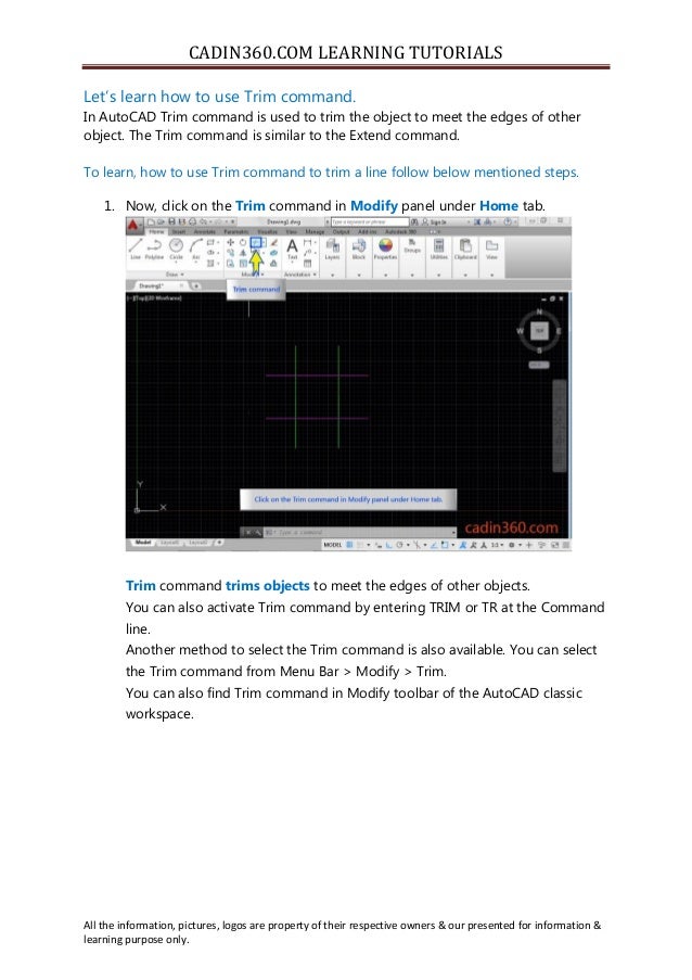 How To Use Trim Command In Autocad