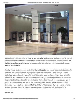 How to use turnstile and turnstile maintenance best guide for 2020 | PDF