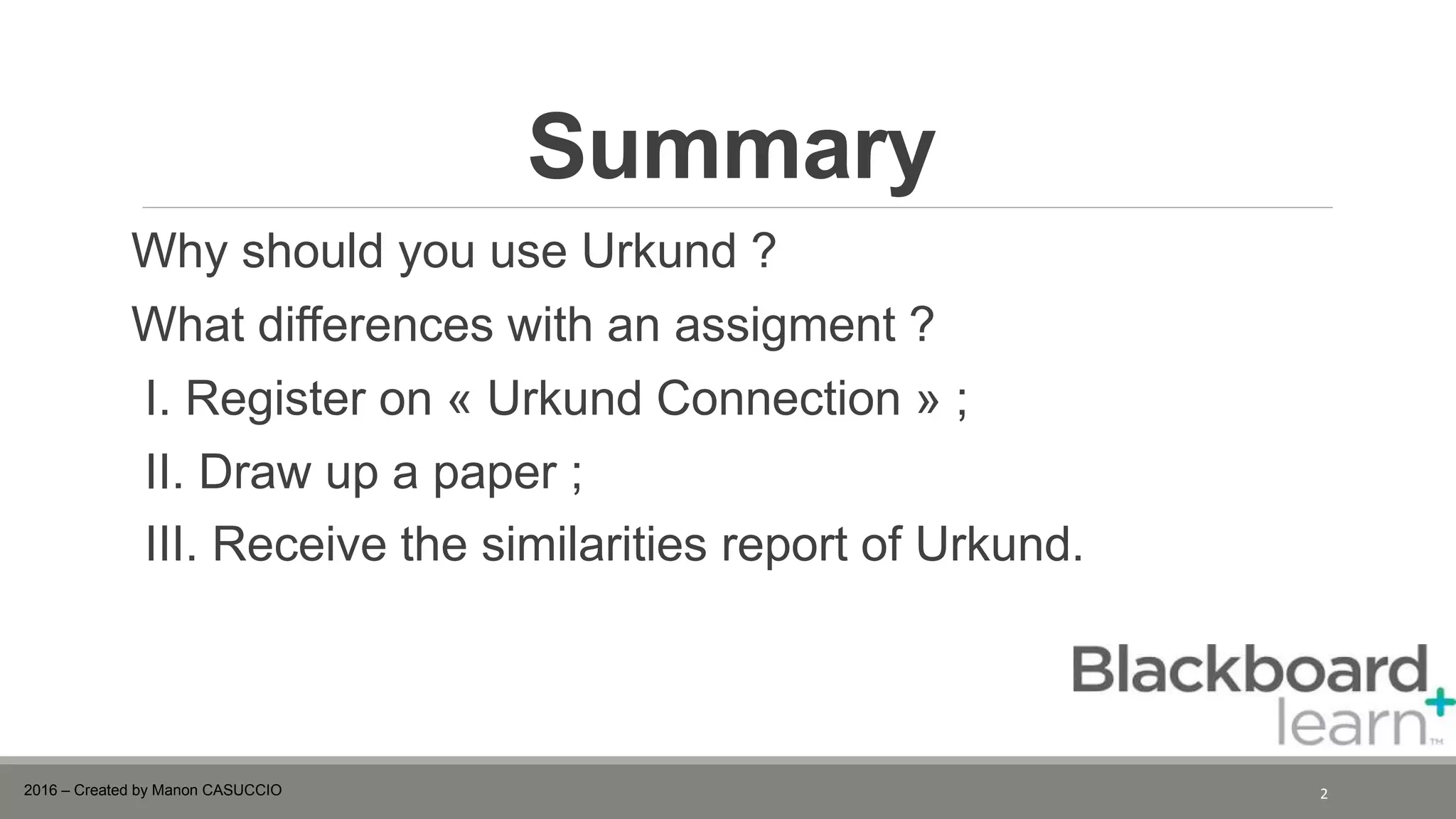 How to use Urkund on Blackboard | PPTX