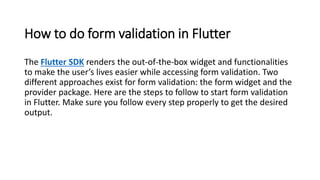 How to Validate Form With Flutter BLoC.pptx | Programming Languages | Computing