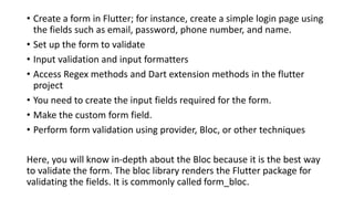 How to Validate Form With Flutter BLoC.pptx | Programming Languages | Computing
