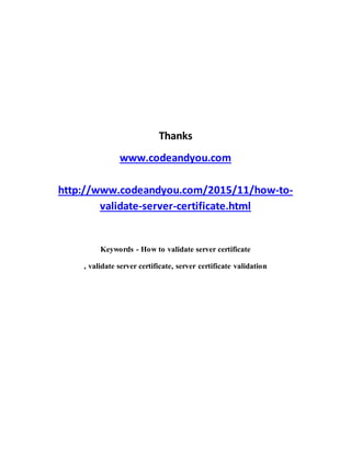 How to validate server certificate | DOCX