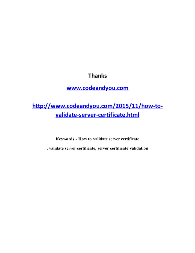 How to validate server certificate | PDF