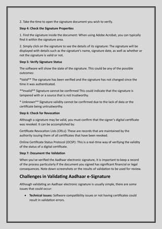 How to validate the Aadhaar electronic signature An Easy.pdf | Free ...