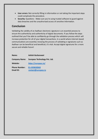 How to validate the Aadhaar electronic signature An Easy.pdf